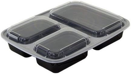 THREE COMPARTMENTS BLACK RECTANGLE CONTAINER COMBO – AAJ PREMIER